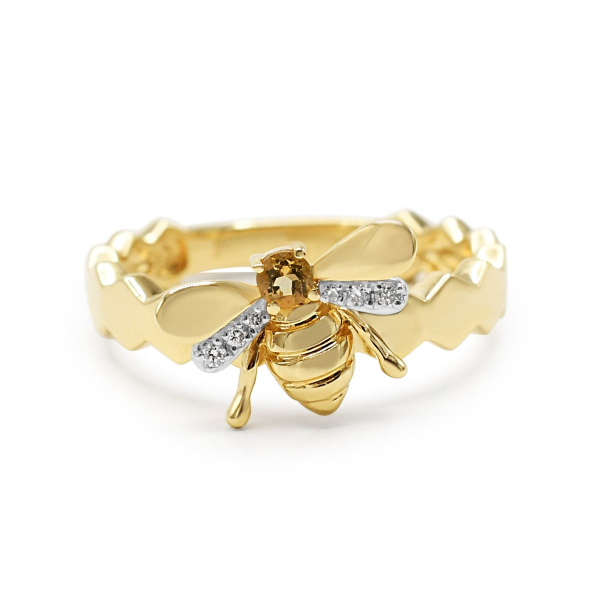 Pre-Owned Diamond & Citrine Queen Bee Design Ring I S&R