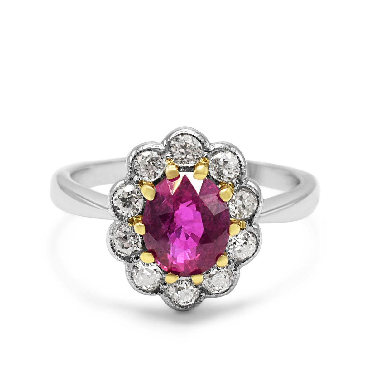 Pre-Owned Oval Cushion Cut Ruby Diamond Cluster Ring I S&R
