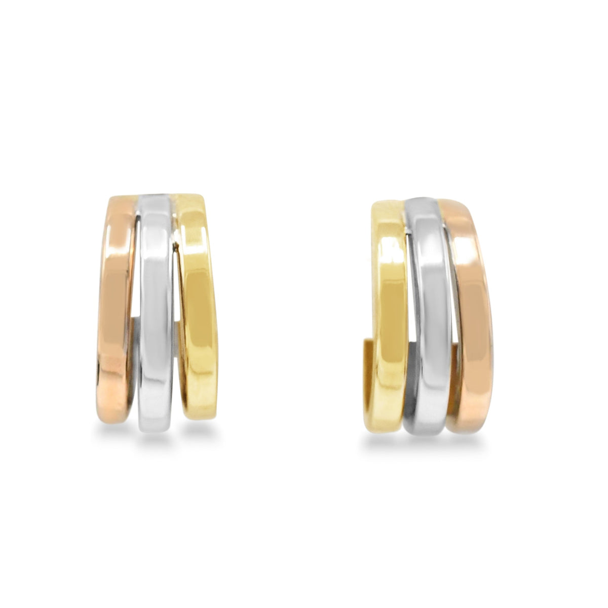 Brand New Three Colour Gold Hoop Earrings I S&R