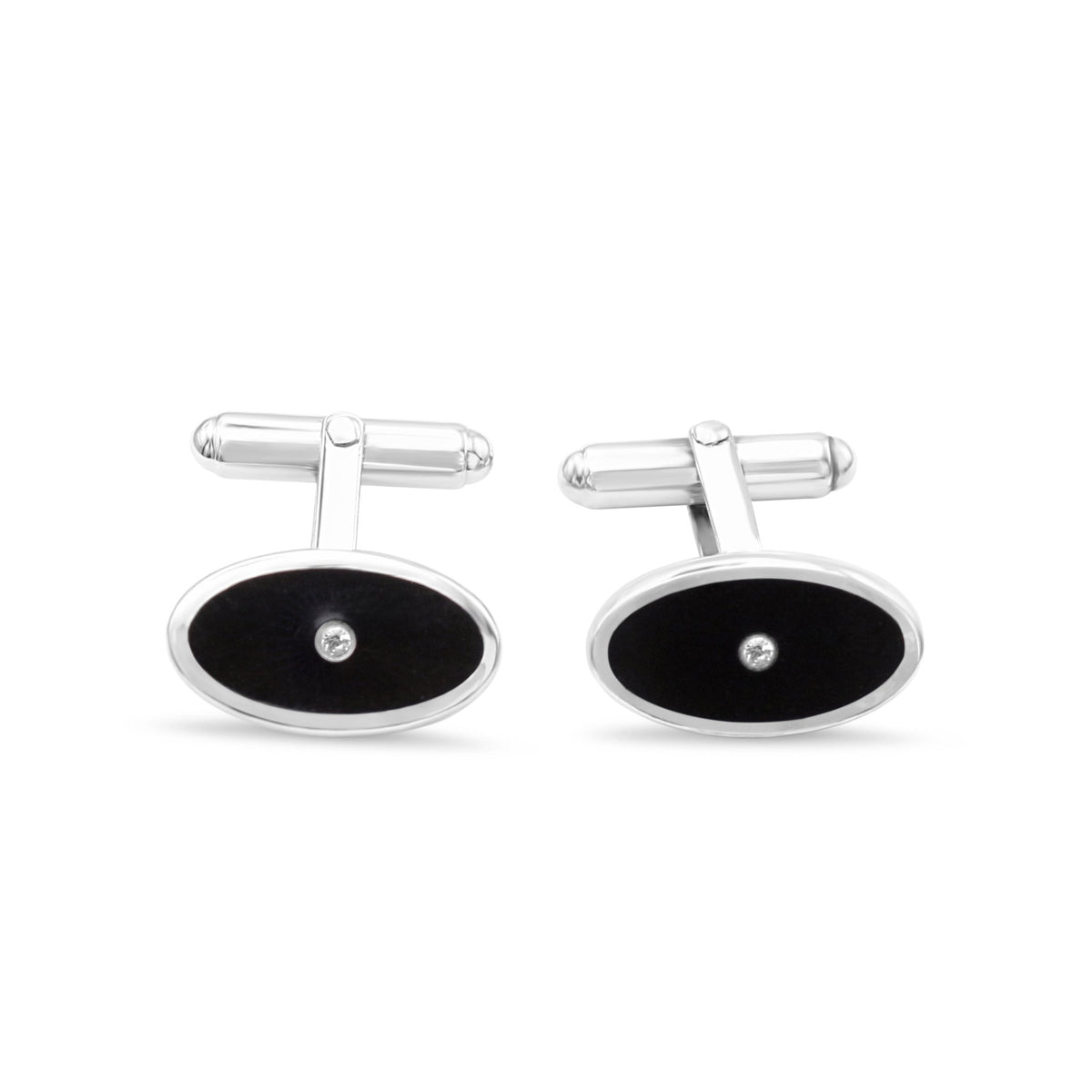 Brand New T-bar Black Oval Sapphire Cufflinks I S&R
