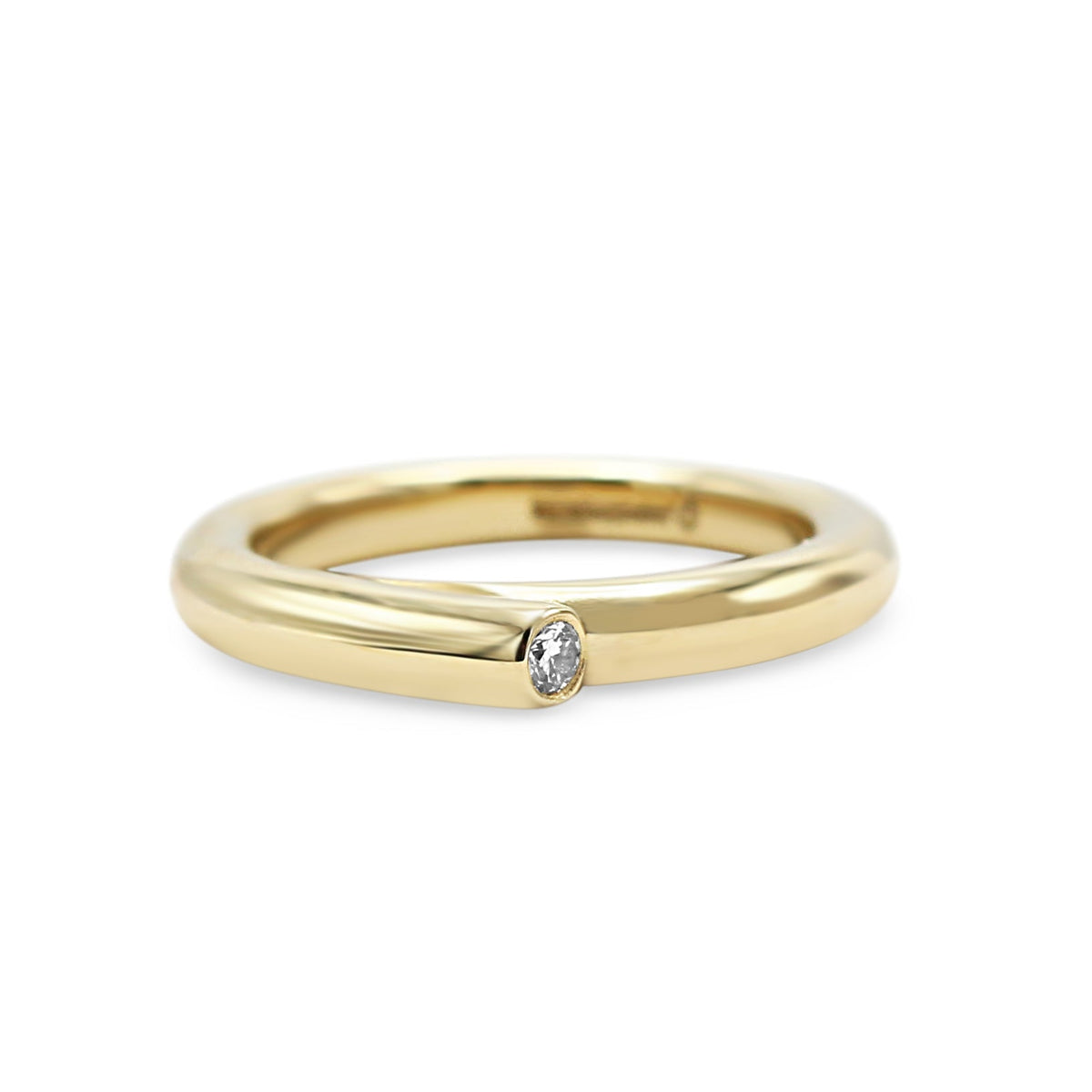 Tubular Design 18ct Yellow Gold Diamond Ring